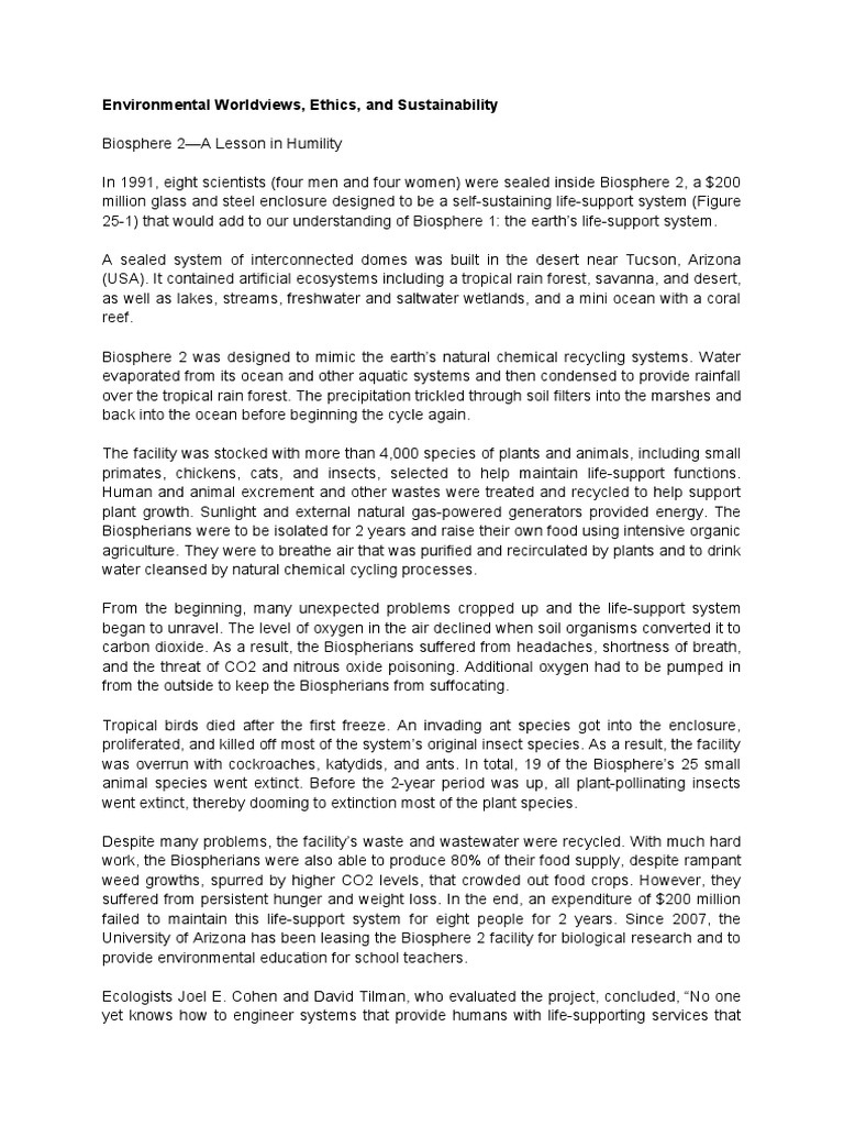 Environmental Worldviews, Ethics, and Sustainability | PDF ...