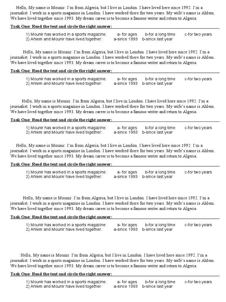 4ms Seq 2 Present Perfect Context Mounir and Ahlam | PDF | Magazine Publishing | Periodicals