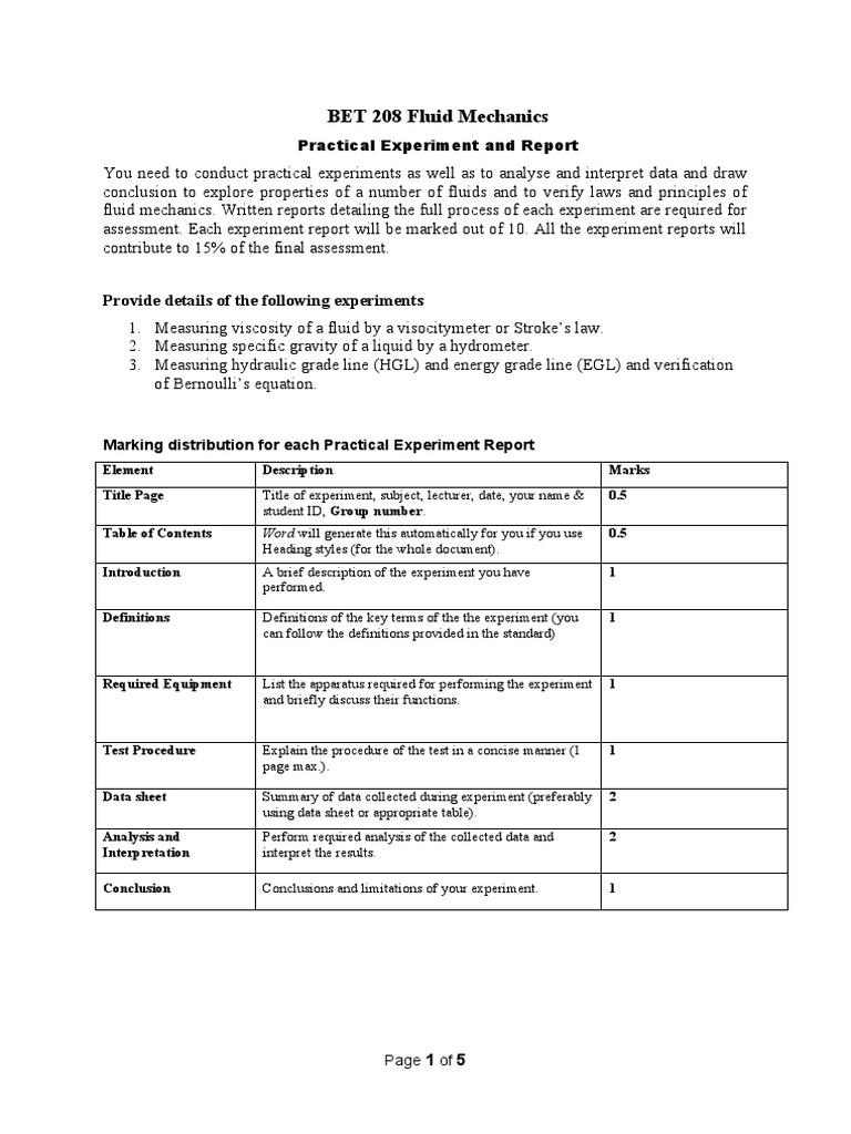Fluid Mechanics Practical Experiments | PDF | Liquids | Physical Sciences