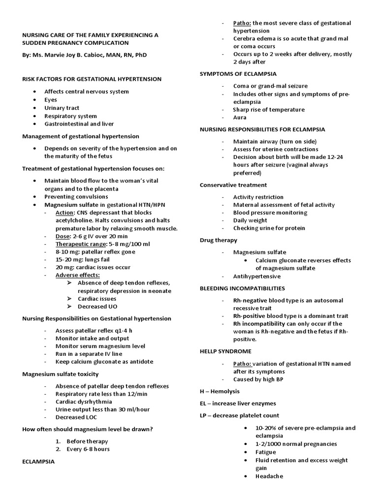 Nursing Care for Pregnancy Complications | PDF | Gestational Diabetes ...