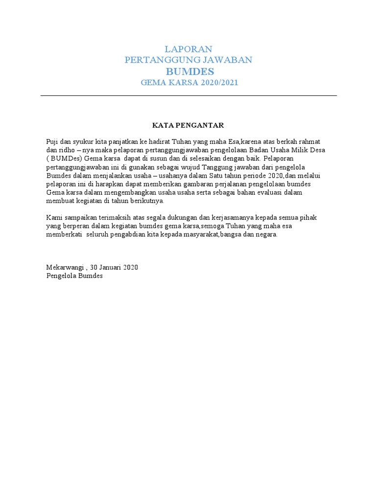 LPJ Bumdes Gemakarsa | PDF