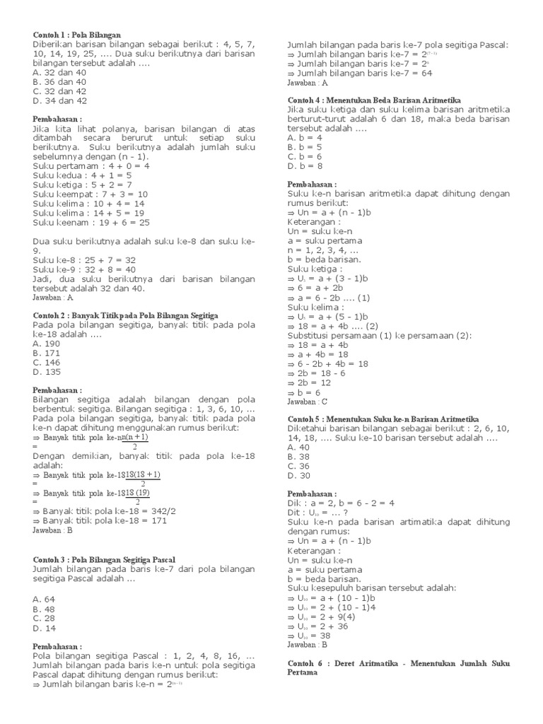 SOAL Dan Pembahasan UH POLA BILANGAN KELAS 8 | PDF