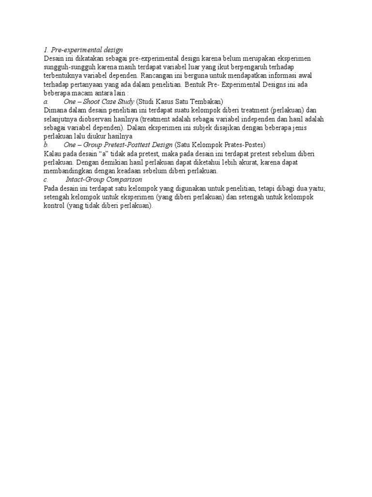 Pre-Experimental Design | PDF