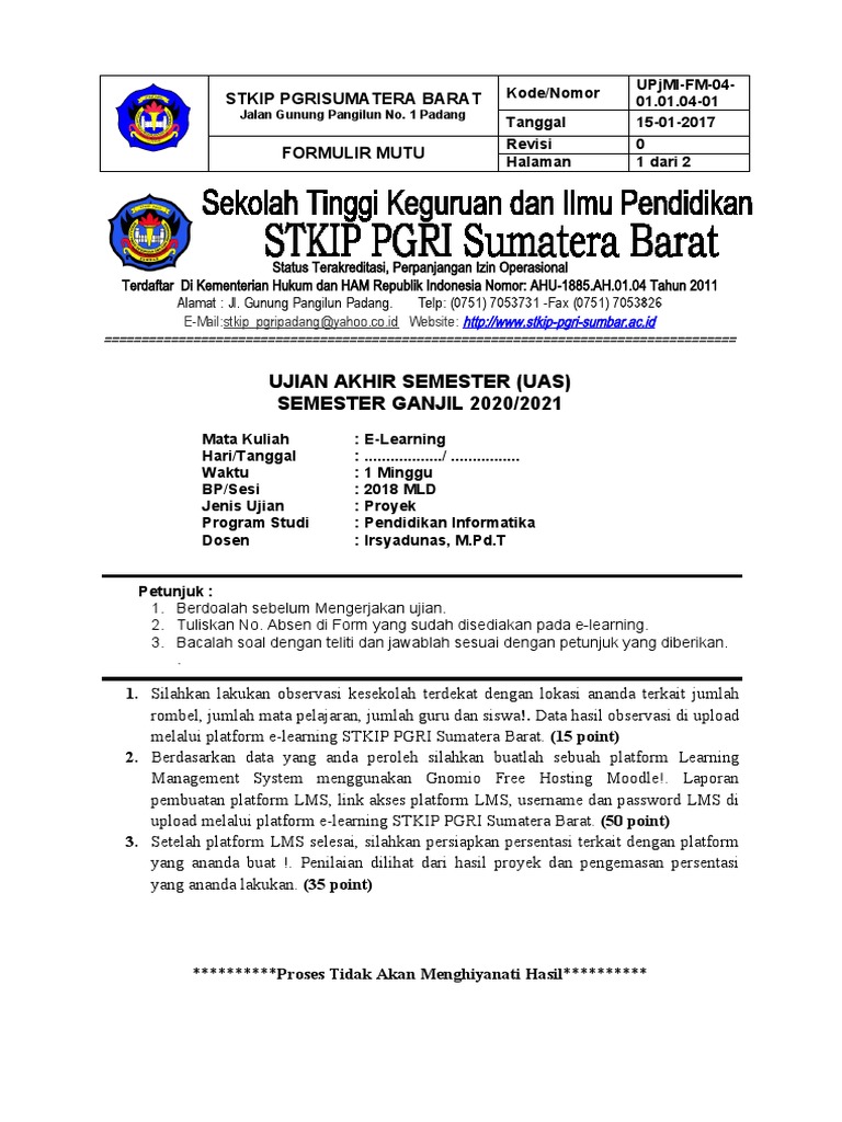 Soal UAS E-Learning Baru | PDF