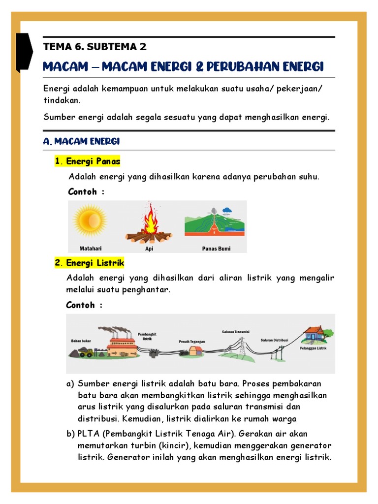 Macam-Macam Energi Dan Perubahan Energi | PDF
