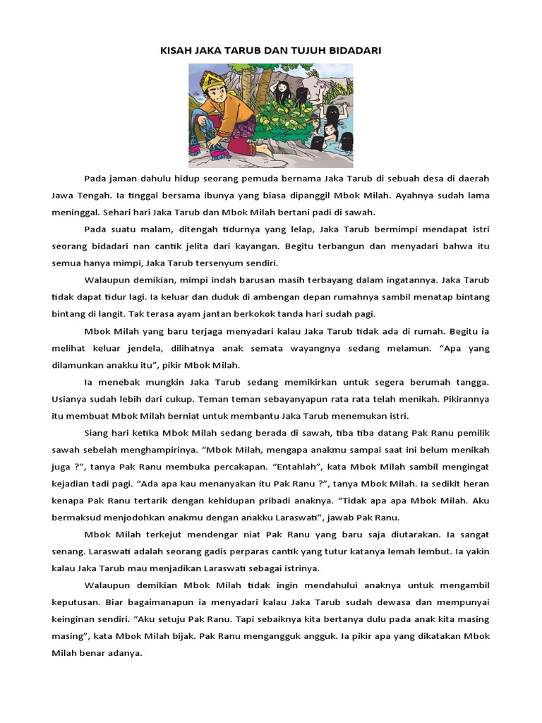 Kisah Jaka Tarub Dan Tujuh Bidadari | PDF