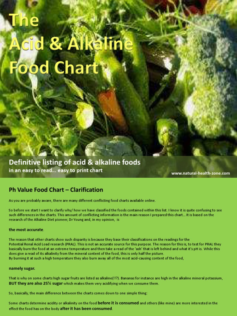 The Acid & Alkaline Food Chart | PDF | Drink | Fruit Preserves