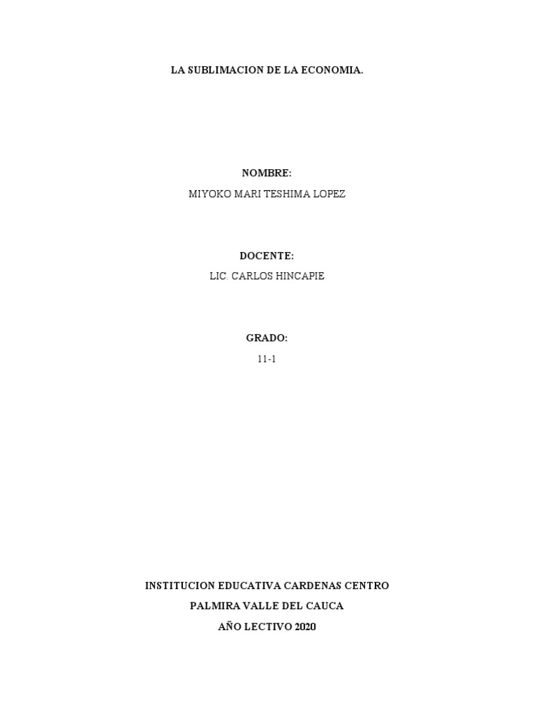 La Sublimacion de La Economia | PDF | Economias | Ciencias económicas