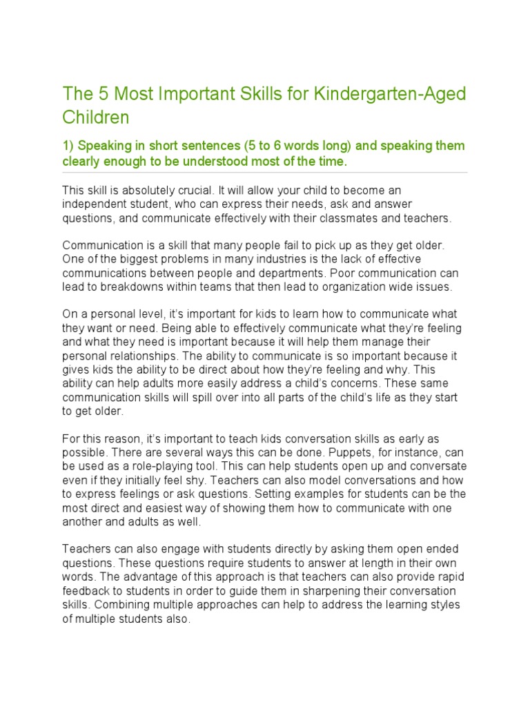 Developing Essential Communication, Cognitive, and Academic Skills for ...