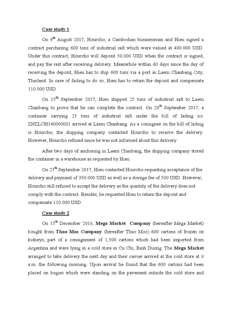 Case Study - Contract Part 1 | PDF | Prices | Payments