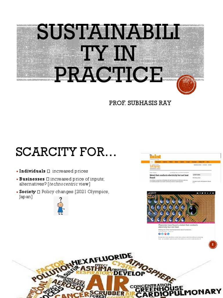 Sustainabili Ty in Practice: Prof. Subhasis Ray | PDF | Life Cycle Assessment | Sustainability