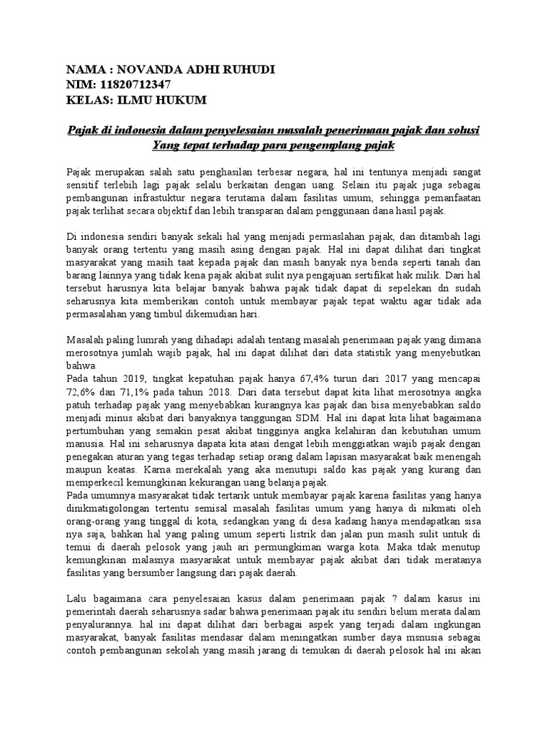 Hukum Pajak Novanda | PDF | Pengelolaan Keuangan & Uang