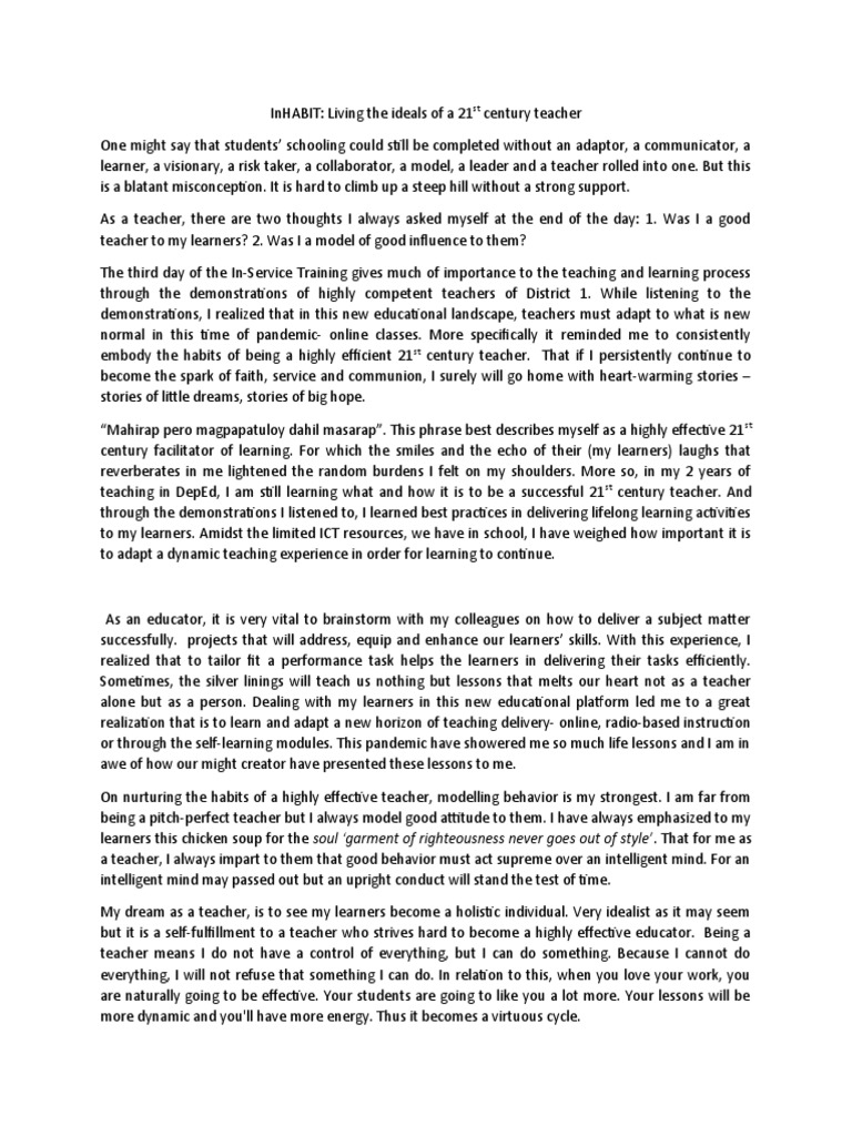 Inset Day 4 Reflection | Download Free PDF | Educational Technology ...