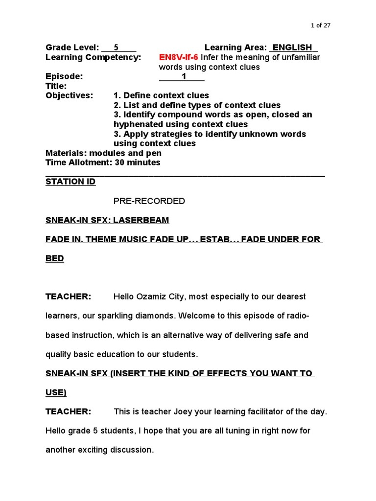 Context Clue Sample Script | PDF | Allergen | Asthma