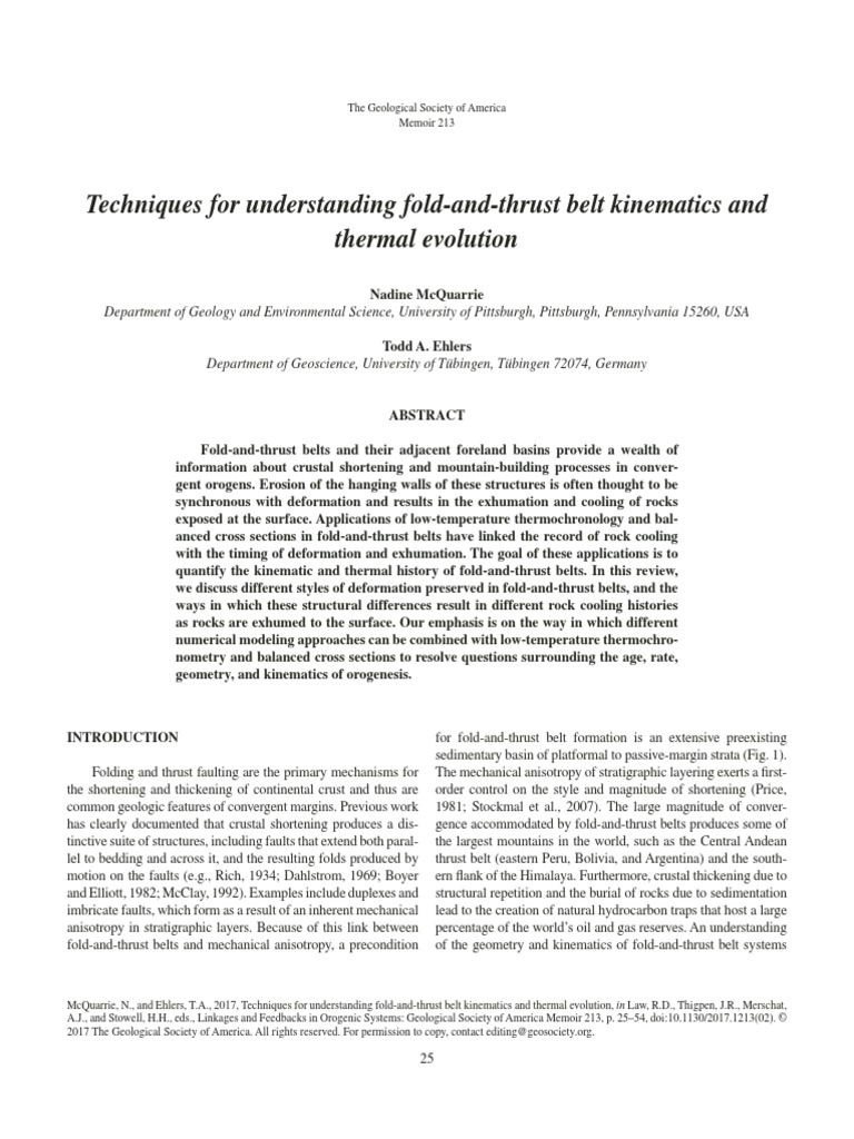 Understanding Fold-and-Thrust Belt Kinematics | PDF | Fault (Geology ...