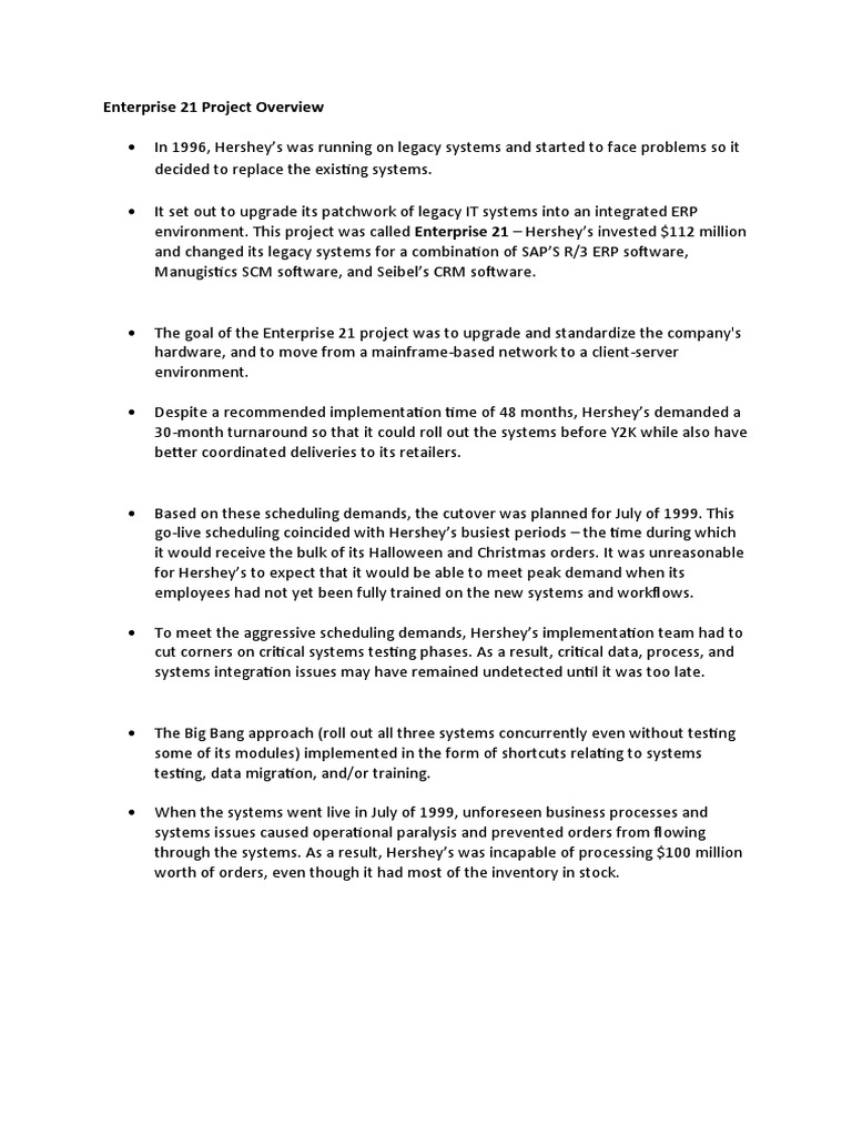 Hershey's Enterprise 21 Project | PDF