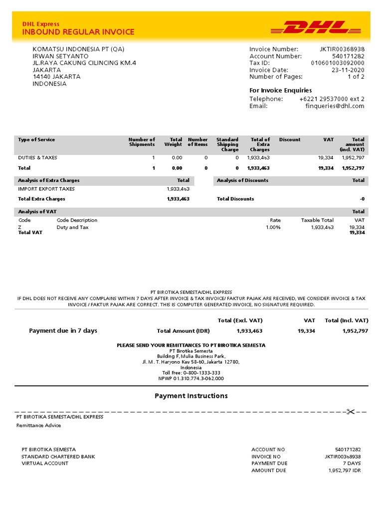 Inbound Regular Invoice | PDF | Finance & Money Management