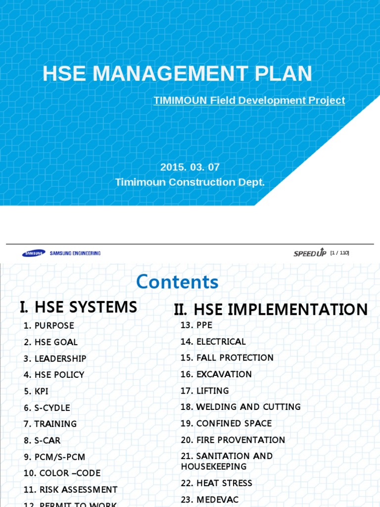 Hse Management Plan: TIMIMOUN Field Development Project | PDF | Ac ...