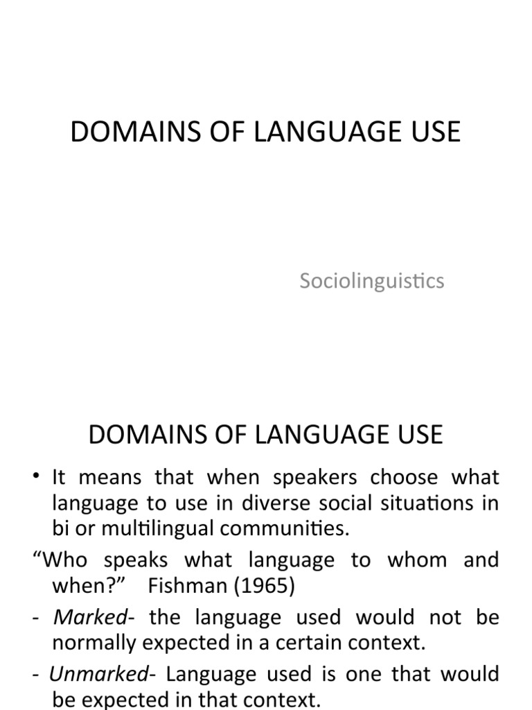 Domains of Language Use: Sociolinguistics | PDF | English Language ...