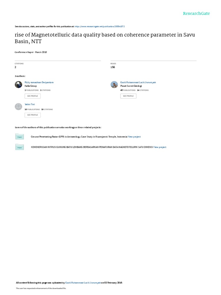 Rise of Magnetotelluric Data Quality Based On Coherence Parameter in ...