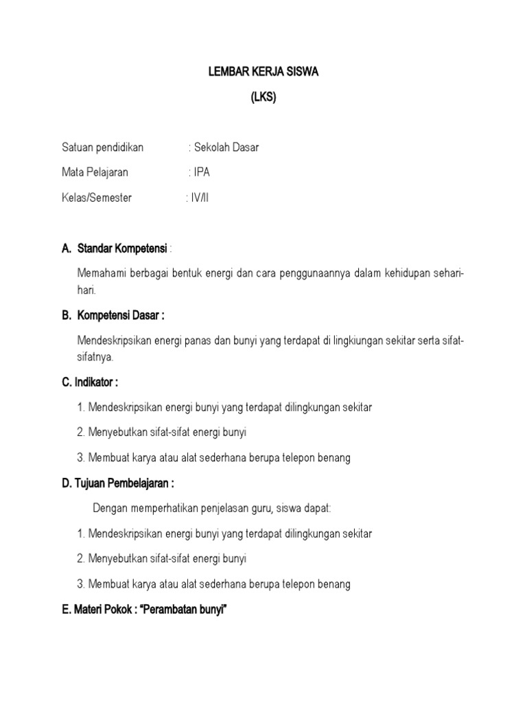 Contoh LKS IPA | PDF