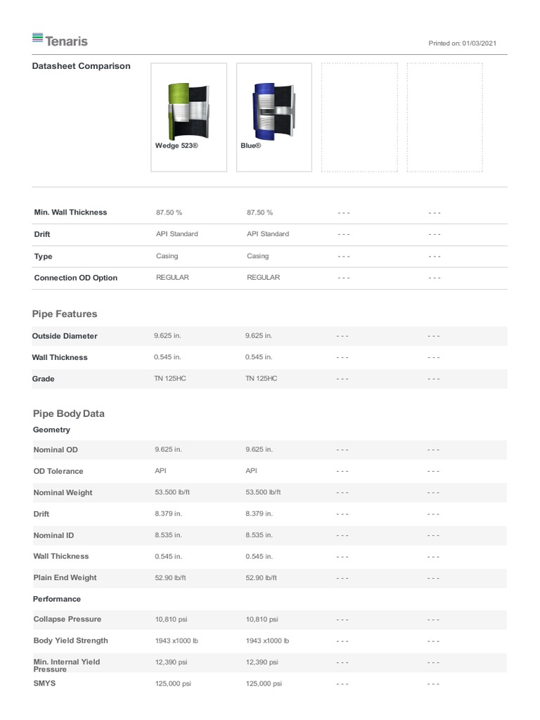 Datasheet Benchmark Tenaris 01032021 | PDF | Pipe (Fluid Conveyance ...