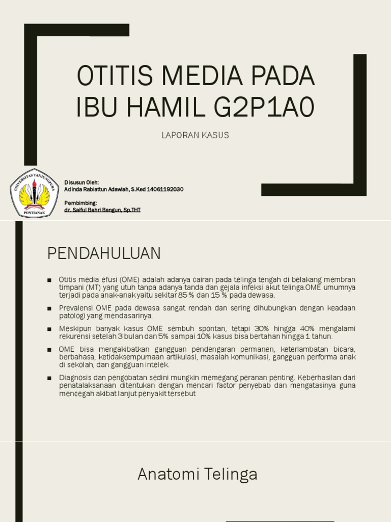 Otitis Media Efusi pada Ibu Hamil G2P1A0 | PDF | Kesehatan Holistik ...