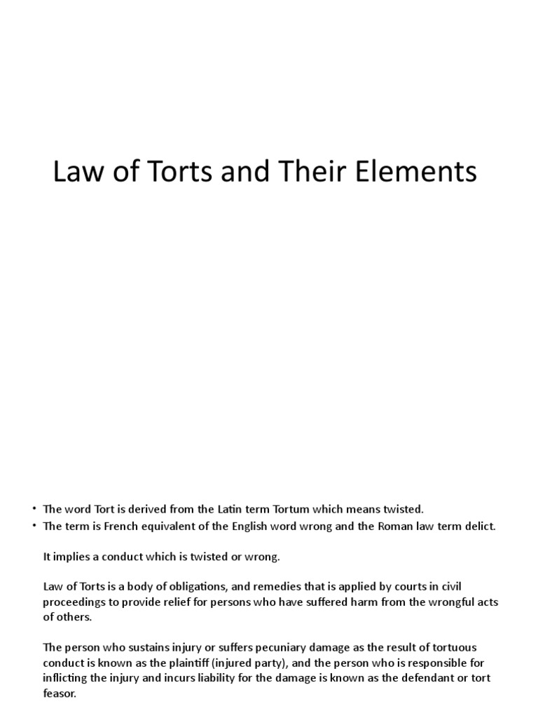 Elements of Tort Final | PDF | Tort | Negligence