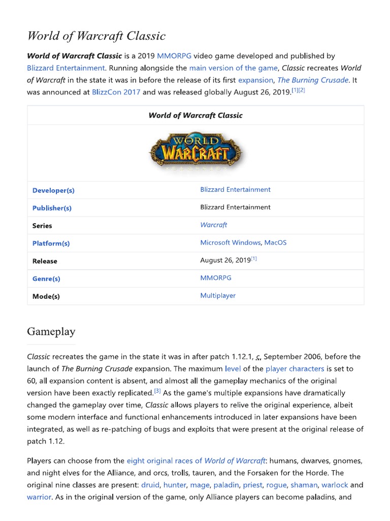 World of Warcraft Classic English | PDF