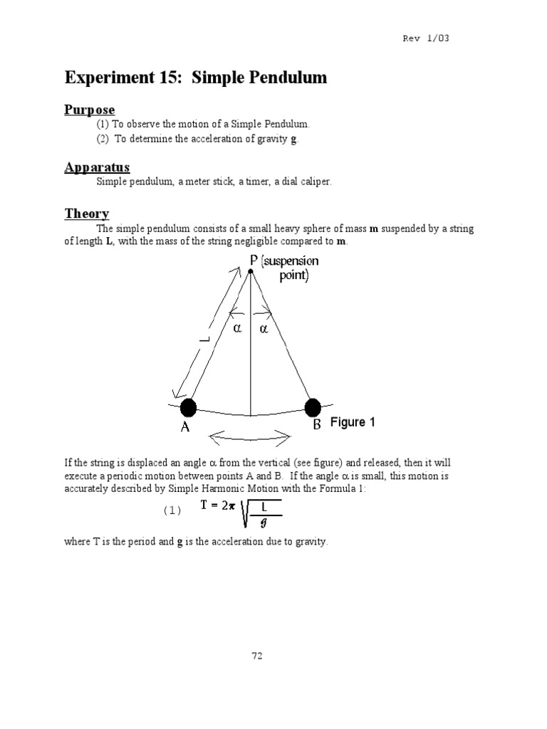 Experiment 15: Simple Pendulum: Purpose | PDF | Pendulum | Metrology