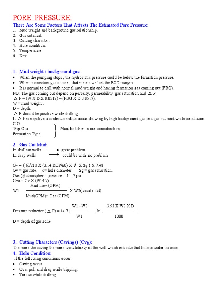 Pore Pressure & Hydraulics | PDF | Porosity | Pressure