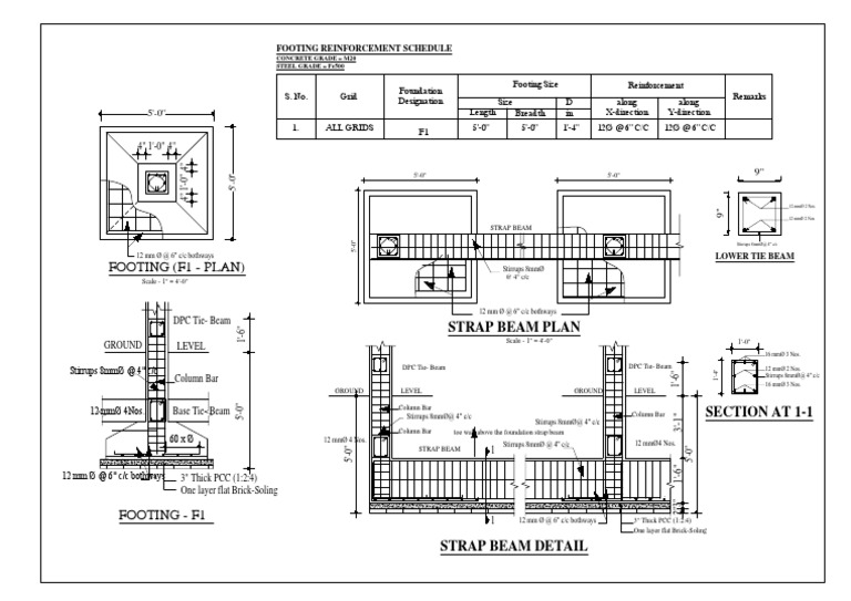 Footing (F1 - Plan) | PDF | Beam (Structure) | Building
