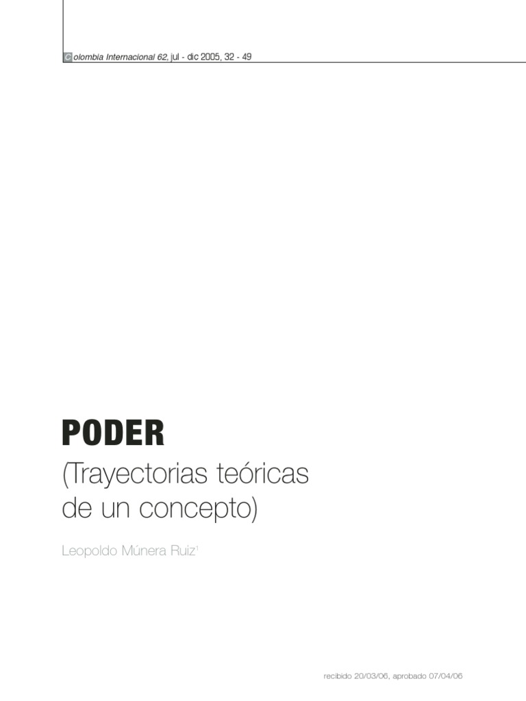 Poder - Leopoldo Munera Ruiz | PDF | Poder (social y político) | Legitimidad (política)