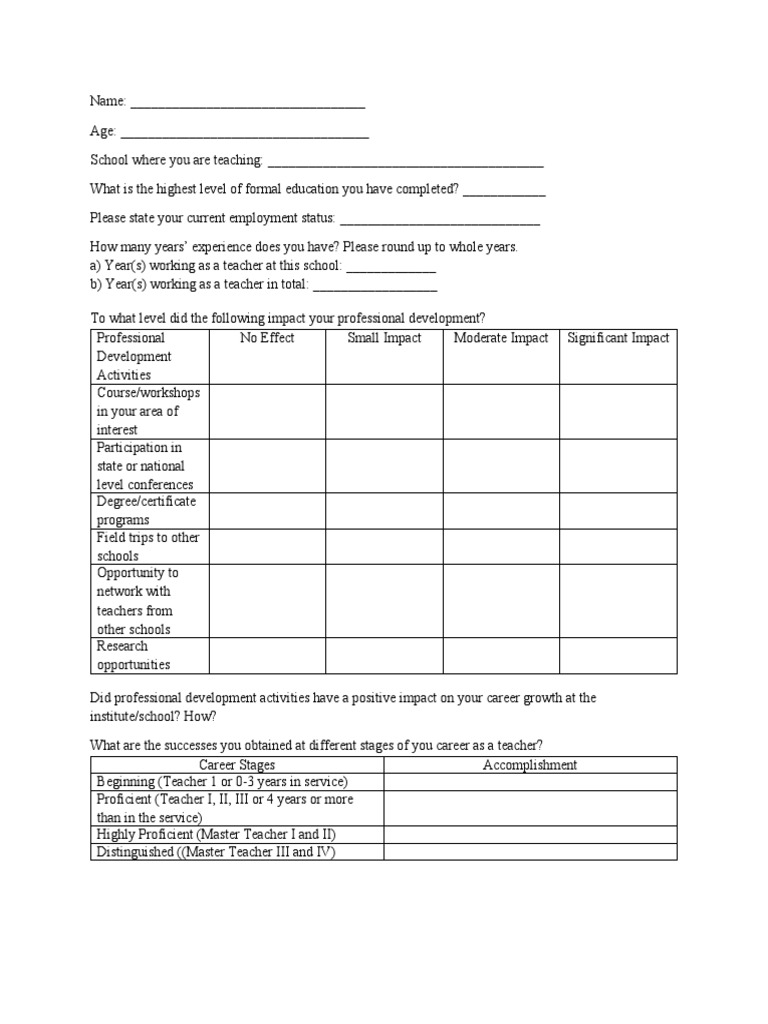 Career Development Questionnaire | PDF | Career & Growth