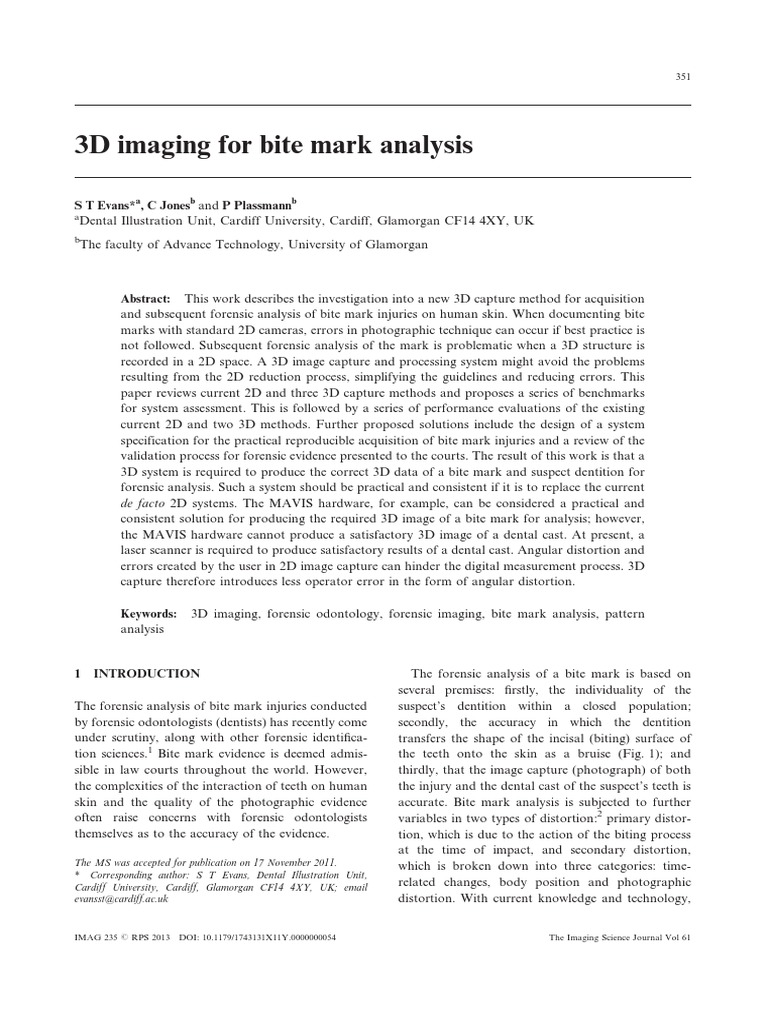 3D Imaging For Bite Mark Analysis: A B B A B | PDF | Image Scanner ...