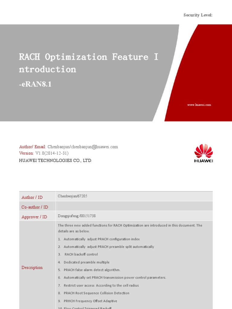 eRAN8.1 O&M-SON-RACH Optimization Introduction | PDF | Telecommunications | Computer Science