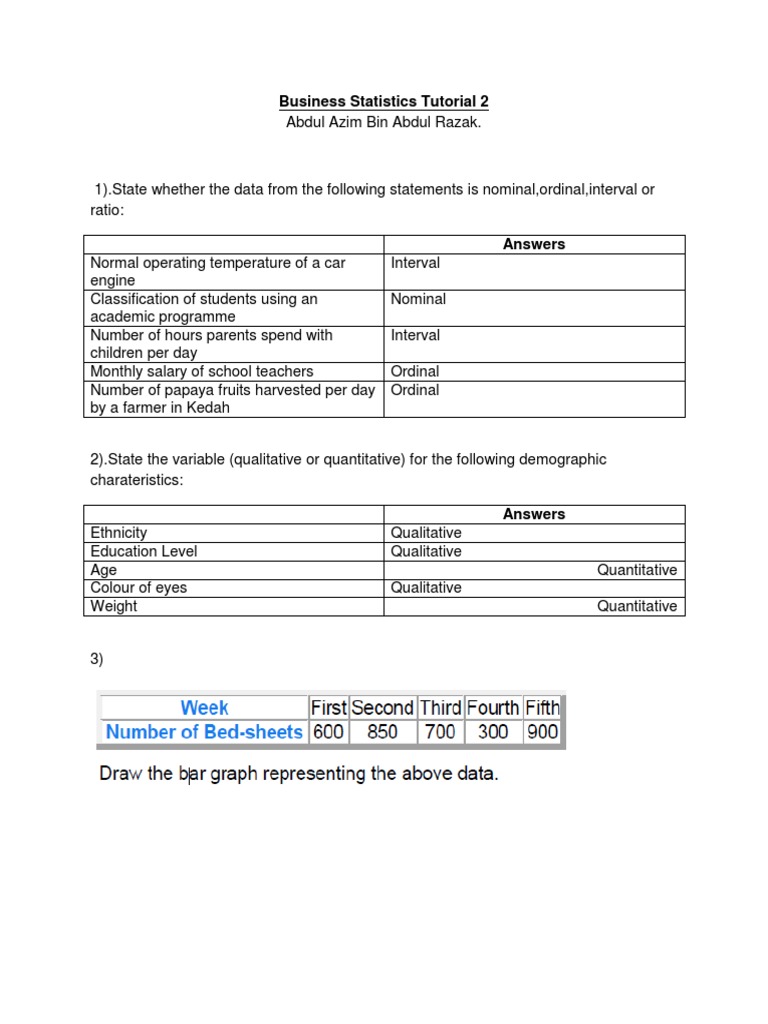 Business Statistics Tutorial 2 | PDF | Computers