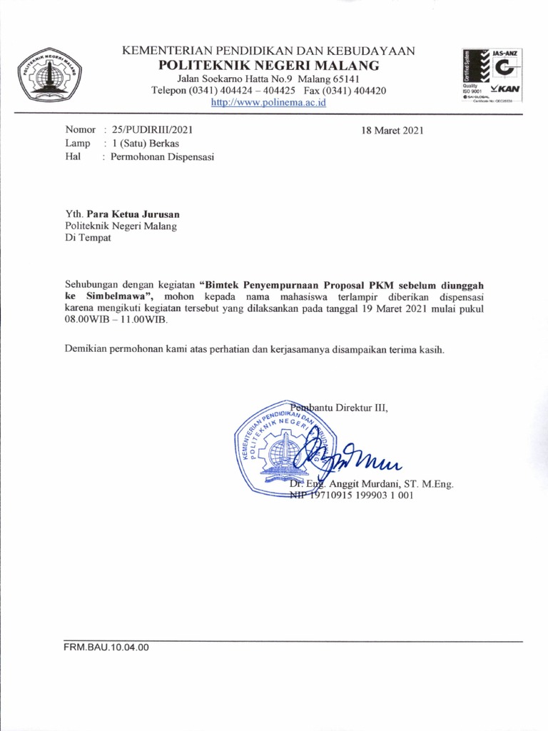 Dispen 19 Maret 2021 (PKM) | PDF