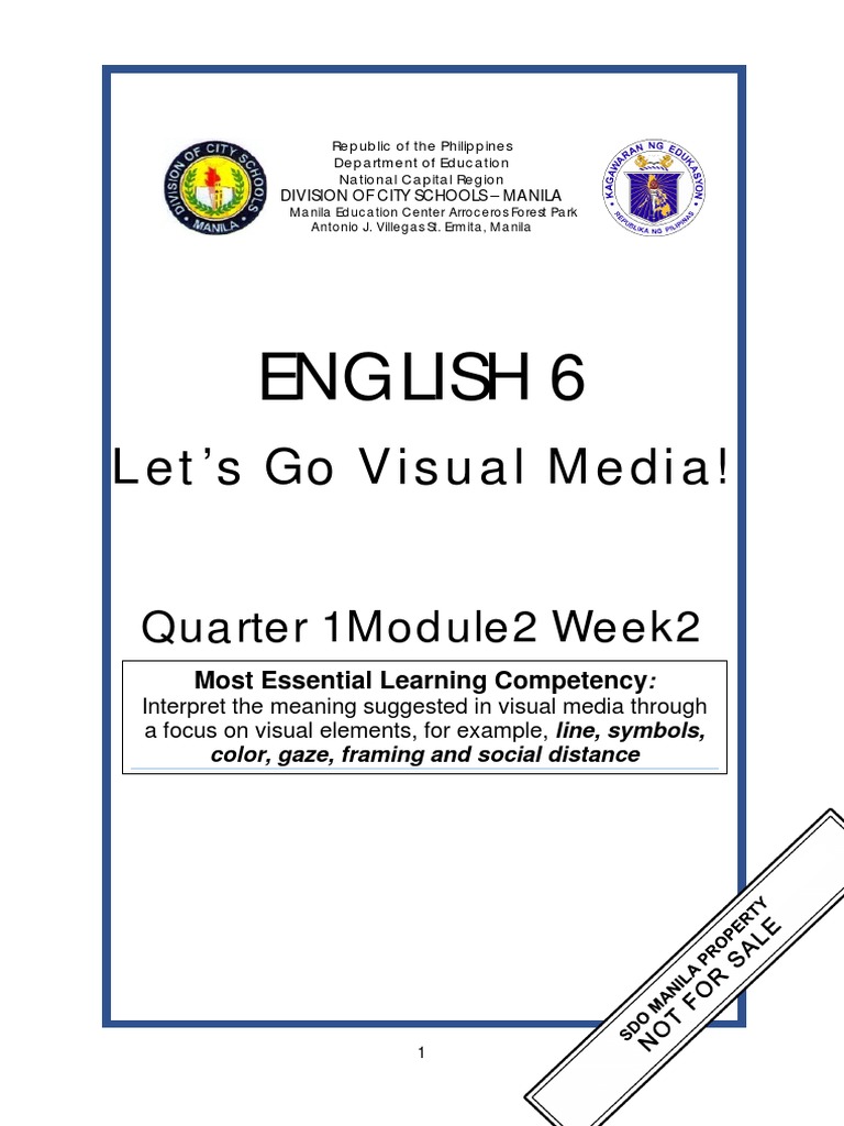 ENGLISH 6 Q1 W2 Mod2 Interpreting Visual Media | PDF | Symbols | Color