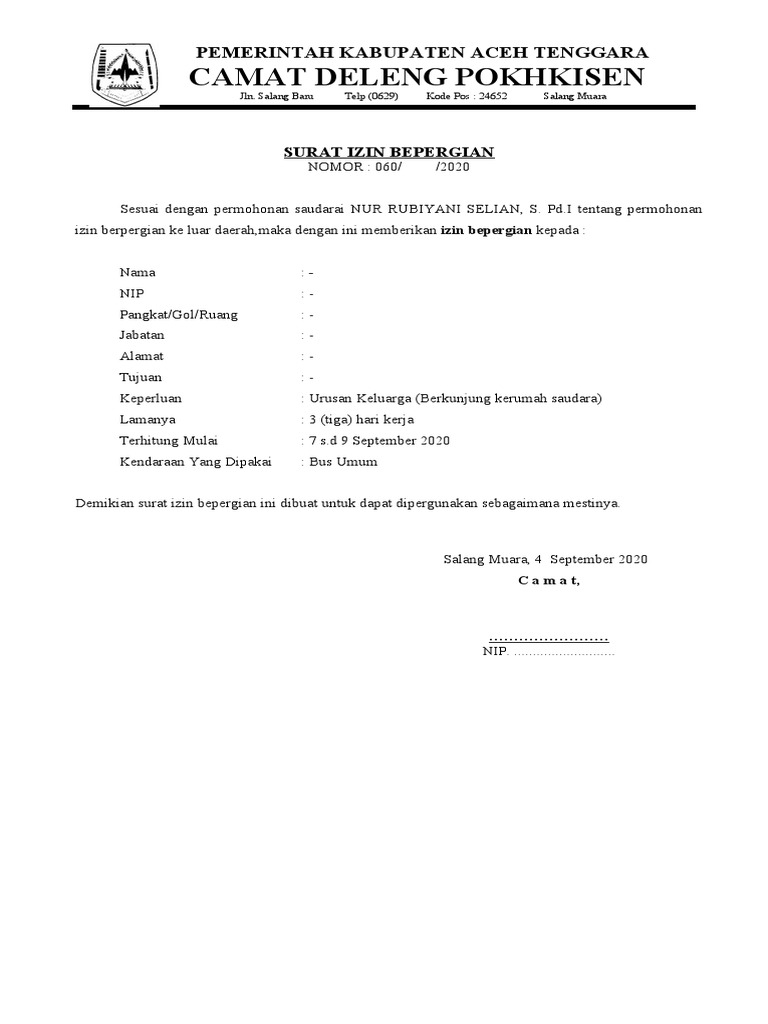 Izin Bepergian | PDF