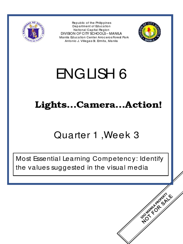 ENGLISH 6 - Q1 - W3 - Mod3 - Identify Values Suggested in The Visual ...