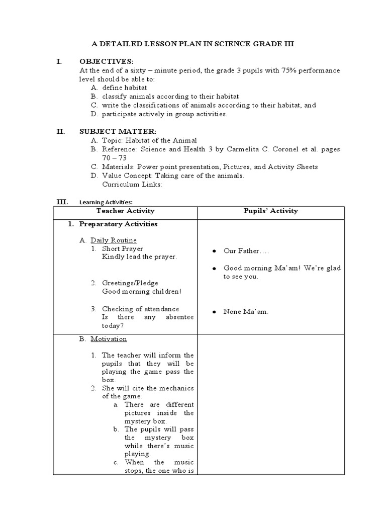 A Detailed Lesson Plan in Science Grade Iii | PDF | Grassland | Pond