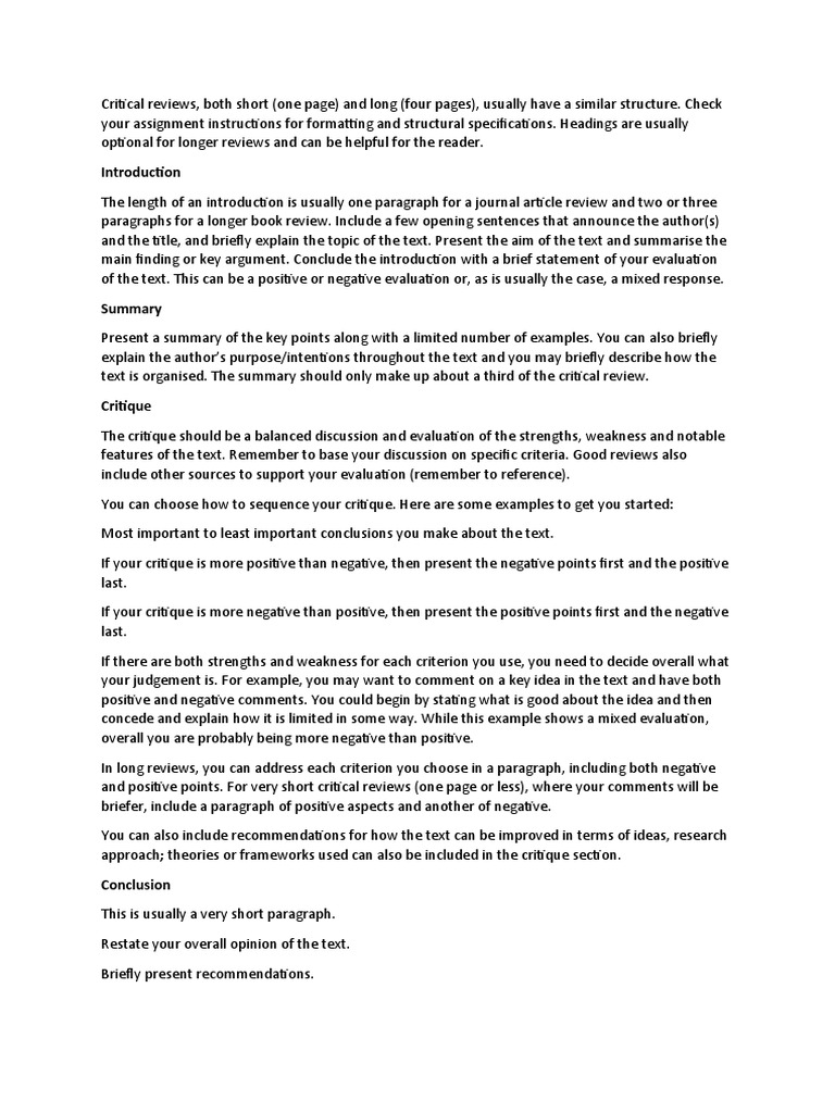 How To Write Critical Review | PDF | Citation | Argument