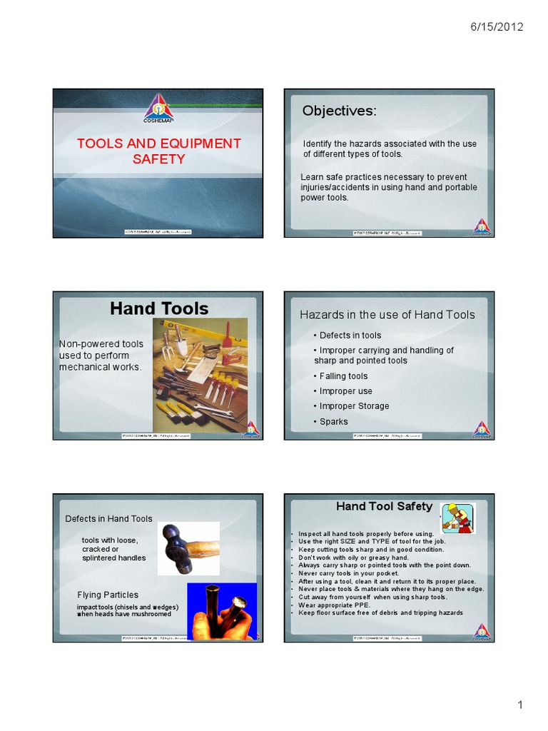 Tools and Equipment Safety Print | PDF | Equipment | Tools