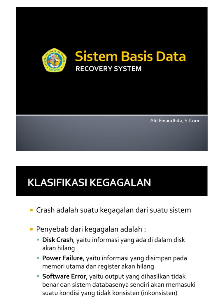 12 - Sistem Basis Data - Recovery System | PDF