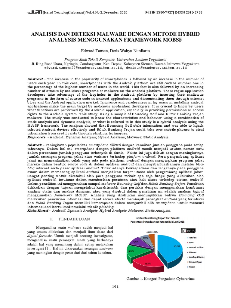 Analisis Dan Deteksi Malware Dengan Metode Hybrid Analysis Menggunakan Framework Mobsf | PDF ...