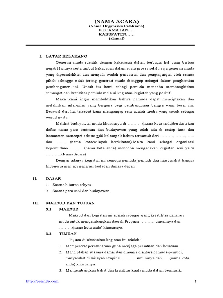 Contoh Proposal Acara Musik | PDF