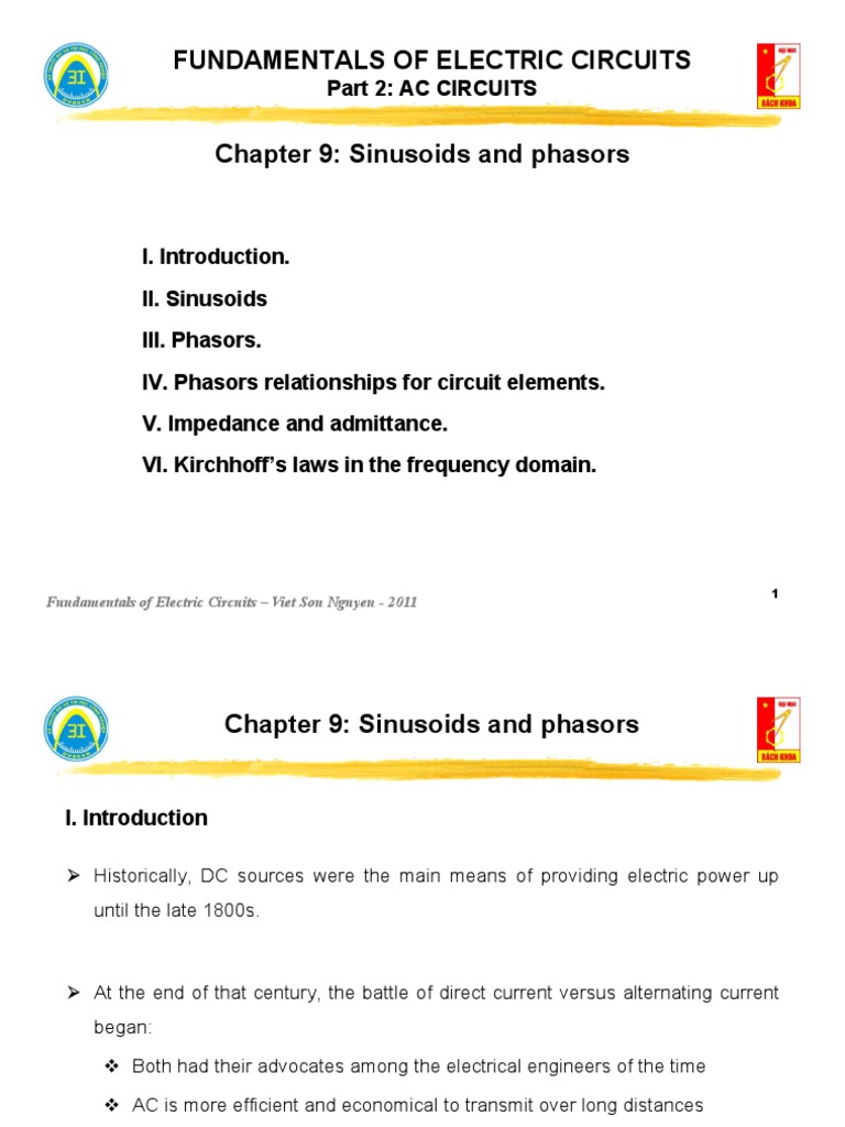 EE3726 - Chapter 09 - Sinusoids and Phasors | PDF | Electrical Impedance | Alternating Current