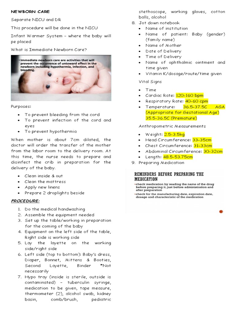 Newborn Care | PDF | Neonatal Intensive Care Unit | Childbirth