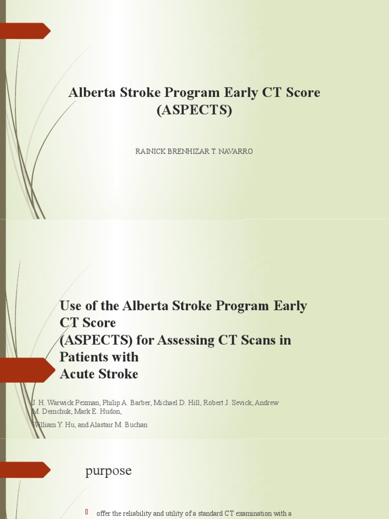 Alberta Stroke Program Early CT Score | PDF | Stroke | Neurology